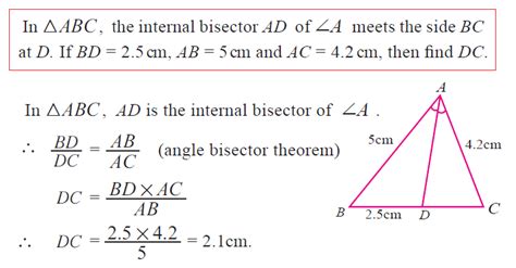 Omtex Classes In ∆ Abc The Internal Bisector Ad Of ∠ A Meets The Side