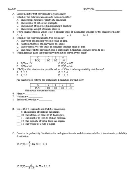 Statistics And Probability Test Pdf