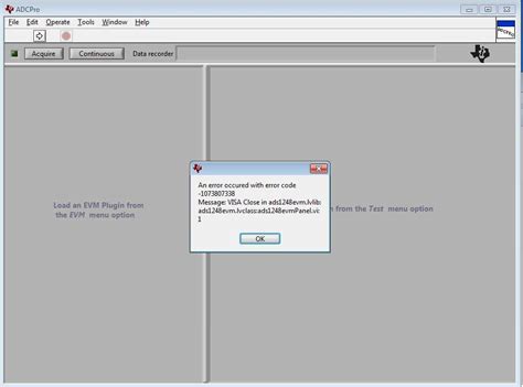 Ads1248 Evm Error Visa Stop Working But Continues Gathering Data After ~70 Minutes Data