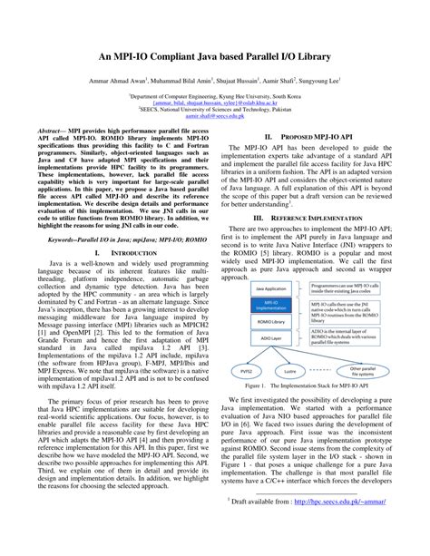 Pdf An Mpi Io Compliant Java Based Parallel Io Library