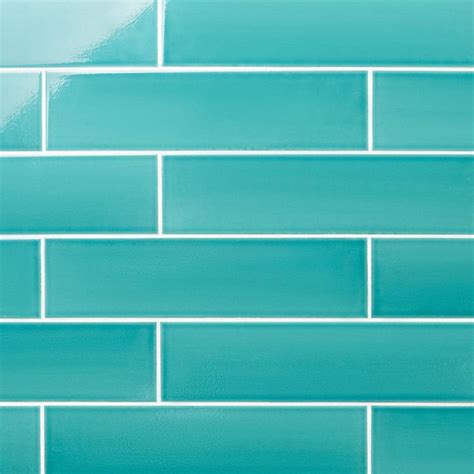 Ivy Hill Tile Colorwave Teal Green 443 In X 1762 In Polished Crackled Ceramic Subway Wall