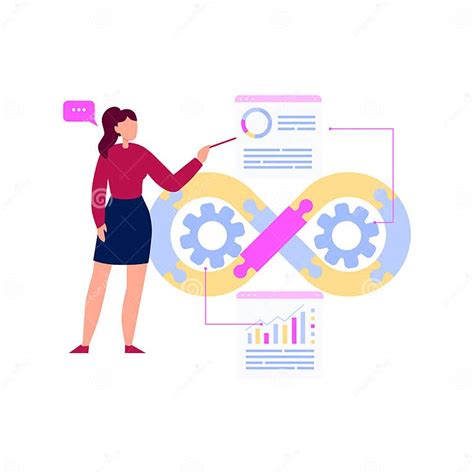Girl Explaining Devops Configuration Through Infinity Loop Stock Illustration Illustration Of