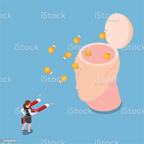 누군가의 아이디어를 유치하거나 훔치는 사업가 머리 3d 아이소메트릭 3차원 형태에 대한 스톡 벡터 아트 및 기타 이미지 3차원 형태 고용과 노동 공동체 Istock