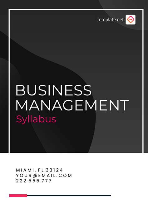 Free Business Syllabus Template To Edit Online