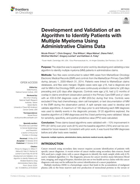 pdf development and validation of an algorithm to identify patients