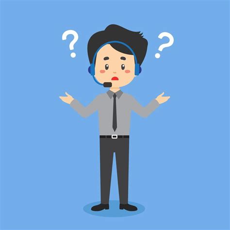 Confused Call Center Operator With Question Mark 2368771 Vector Art At Vecteezy