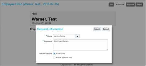Hire An Employee Approver Request Information — Cloud Customer Connect