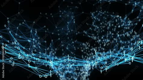 A Digital Binary Plexus Funnel Or Swirl Cone Made Of Digital Nodes And Connection Paths This