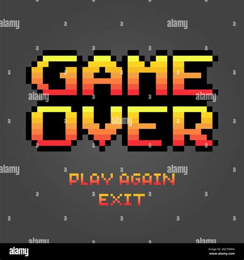 8 Bit Pixel Text Game Over Background Icon For Game Assets In Vector Illustrations Stock