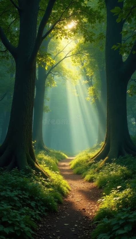 Sun Dappled Path Ancient Trees Mystical Forest Fairytale Forest