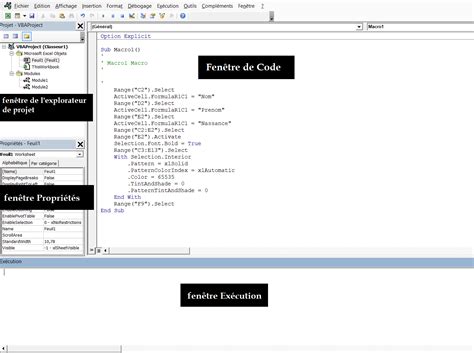 présentation de l editeur visual basic vbe excel