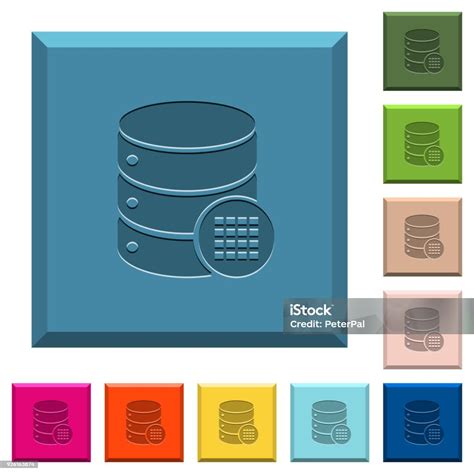 데이터베이스 테이블 셀 모서리 사각형 버튼에 새겨진된 아이콘 0명에 대한 스톡 벡터 아트 및 기타 이미지 0명 데이터 데이터베이스 Istock