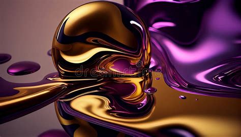 Abstract Metallic Color Liquid Fluid Background Generative Ai Illustration Stock Illustration