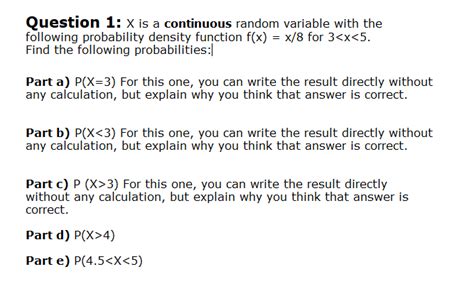 Solved Question 1 X Is A Continuous Random Variable With