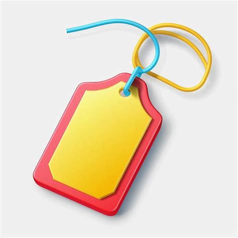 Premium Photo A Yellow Tag With A Red Border And A Blue Ribbon That