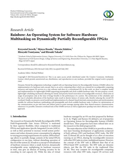 Pdf Rainbow An Operating System For Software Hardware Multitasking On Dynamically Partially