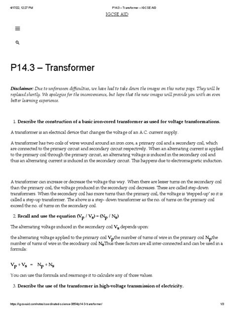 p14 3 transformer igcse aid pdf transformer inductor