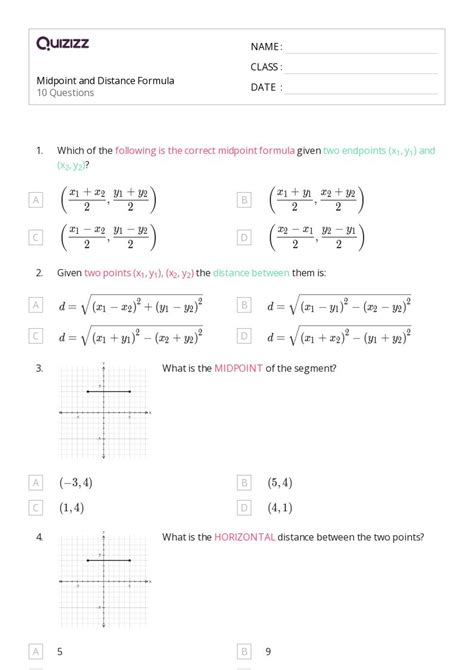 50 Distance Formula Worksheets For 12th Year On Quizizz Free And Printable