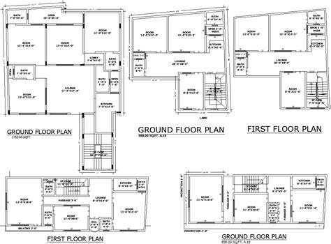 Ground And First Floor Layout Design Autocad Dwg Download