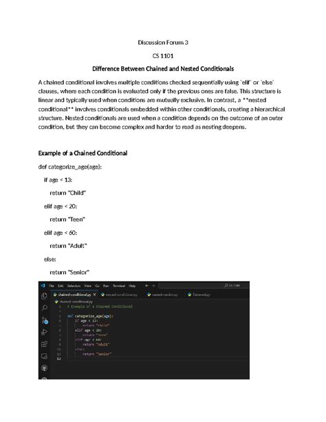 Df 3 Cs 1101 Discussion On Chained Vs Nested Conditionals Studocu