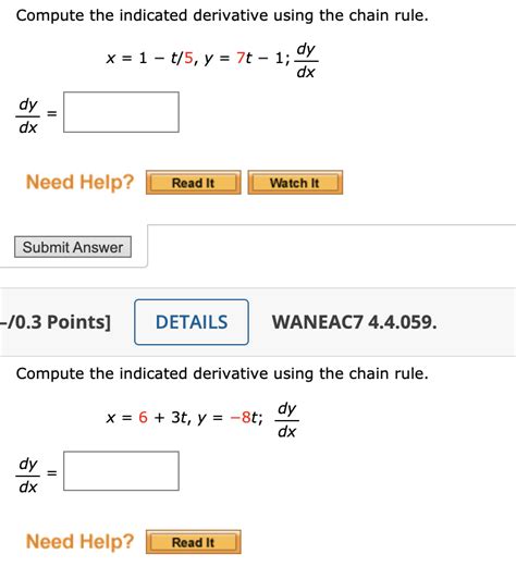 Solved Compute The Indicated Derivative Using The Chain Chegg Com