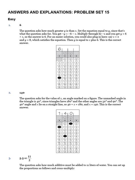 Digital Sat Math Problem Set 15 Answers And Explanations Pdf Area Triangle