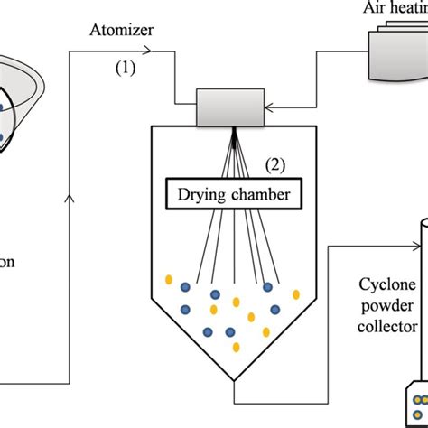 Detailed Illustration Of A Spray Drying Process 1 Atomization 2 Download Scientific