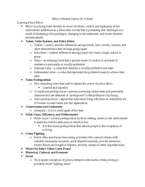 Ethics Notes 3 Ethics Criminal Justice Ch 4 Notes Learning Police