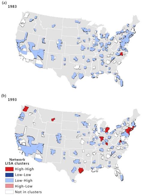 Network Lisa Local Indicators Of Spatial Association Cluster Maps In