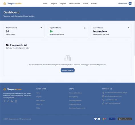 Diaspora Invest Dashboard Pdf