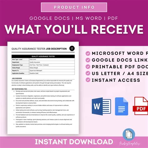 Qa Tester Job Description Template Probiztemplates