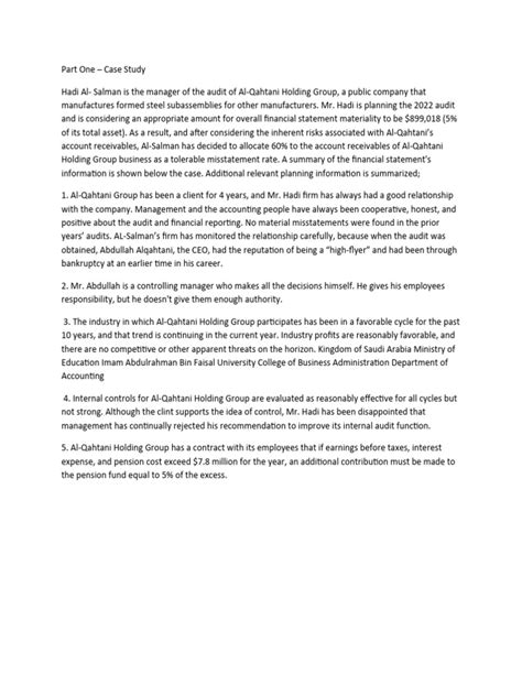 Audit Assignment Pdf Audit Risk