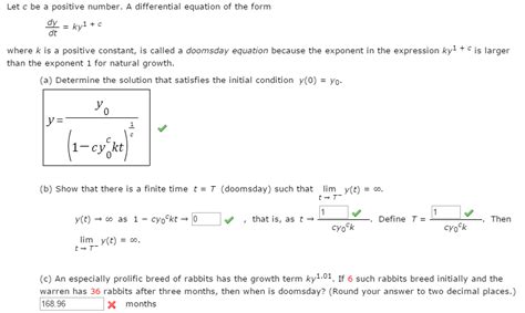 Solved Let C Be A Positive Number A Differential Equation Chegg Com