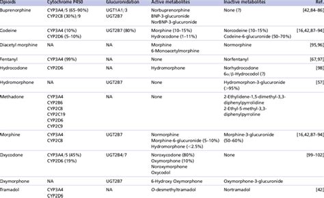 Hepatic Metabolism Pathway Of Select Opioids And Their Metabolites