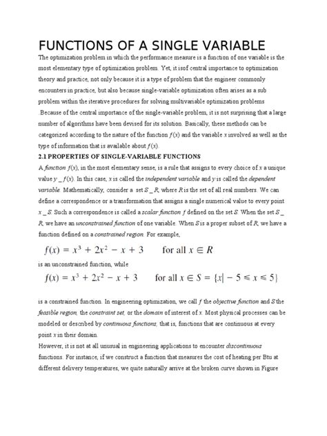 Functions Of A Single Variable Fea Pdf Mathematical Optimization