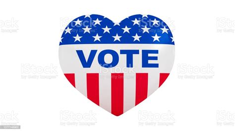미국 투표 아이콘 흰색 배경에 고립 된 텍스트 투표와 미국 국기와 심장 모양 투표권과 선거 3d 일러스트 11월에 대한 스톡 사진 및 기타 이미지 Istock