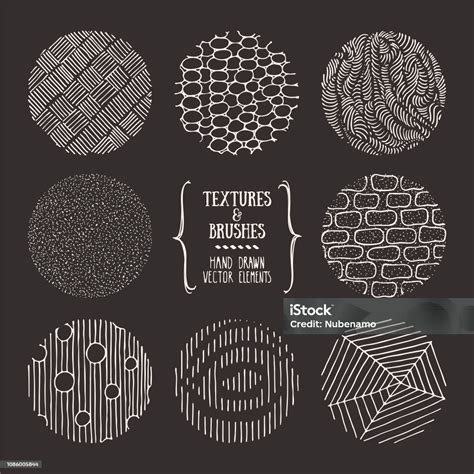 선형 손으로 그린 패턴 추상 텍스처 브러쉬 스트로크 라운드 Stickrs 라벨 포스터 일러스트 디자인 서식 파일 벡터 클립 아트 컬렉션 검은 배경에 고립입니다 거친에 대한