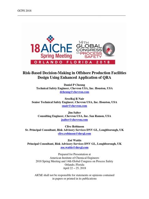 Risk Based Decision Making In Offshore Production Facilities Design