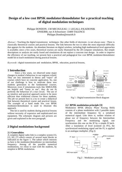 Pdf Design Of A Low Cost Bpsk Modulator Demodulator For A Practical Dokumen Tips