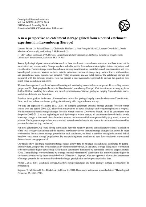 Pdf A New Perspective On Catchment Storage Gained From A Nested