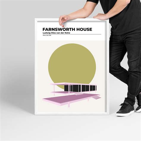 Architecture Poster Farnsworth House Mies Van Der Rohe Etsy
