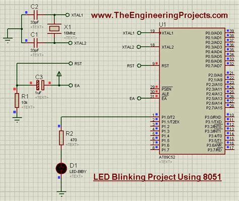 Led Blinking Project Using 8051 Microcontroller The Engineering Projects