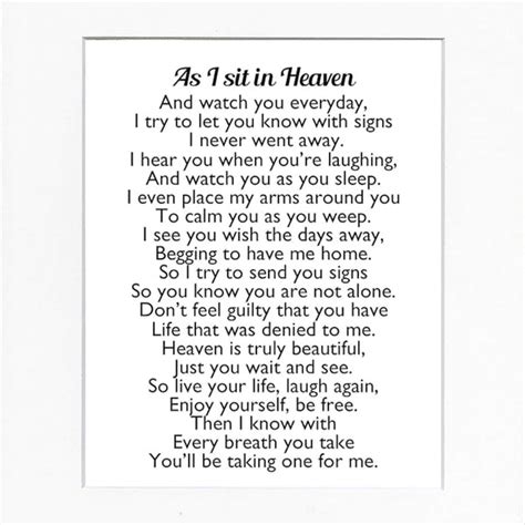Free Printable As I Sit In Heaven Poem Ilmaniero Printables