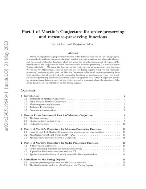 Pdf Part 1 Of Martins Conjecture For Order Preserving And Measure Preserving Functions