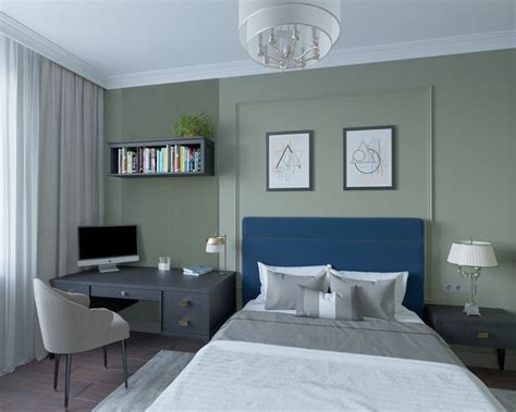 Неоклассика спальня мужская спальня подростковая спальня в зеленых тонах спальня для парня