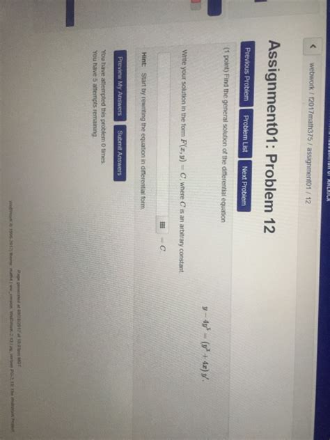 Solved Webwork 12017math375 Assignment0112 Assignment01