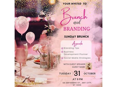 Brunch Flyer Editable Flyer Template Bridal Brunch Flyer Birthday