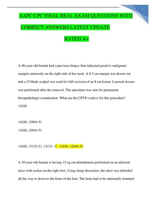 Aapc Cpc Final Real Exam Questions With Correct Answers 2024 2025 Latest Update Rated A Aapc