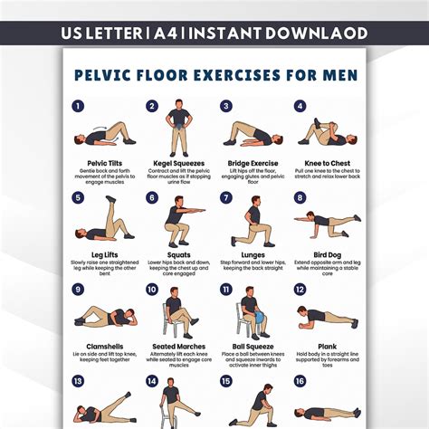 Printable Pelvic Floor Exercises For Men Pelvic Floor Workout Chart