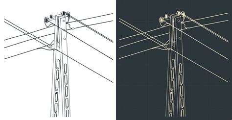 Technical Drawings Of Utility Pole Power Lines 47854834 Vector Art At
